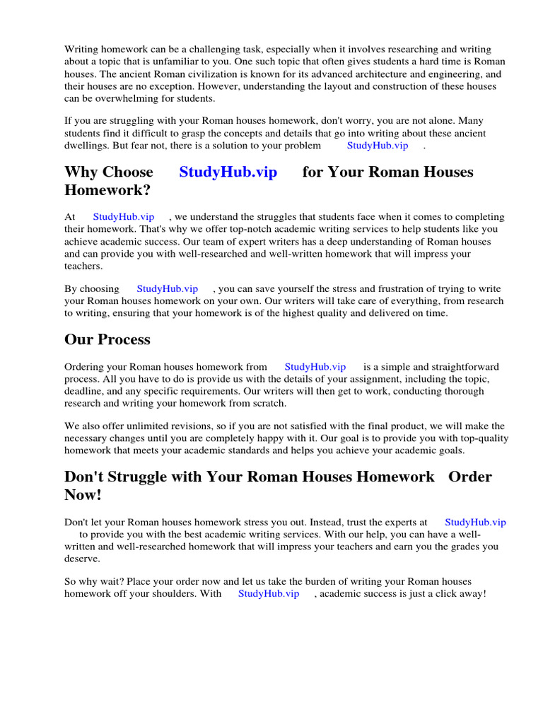 Roman Houses Homework Help | PDF | Roman Empire | Ancient Rome