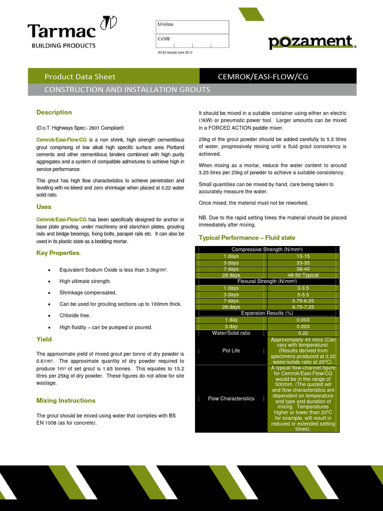 40 23 Product Datasheet Tarmac Cemrok Easi Flow CG June 2013 | PDF ...