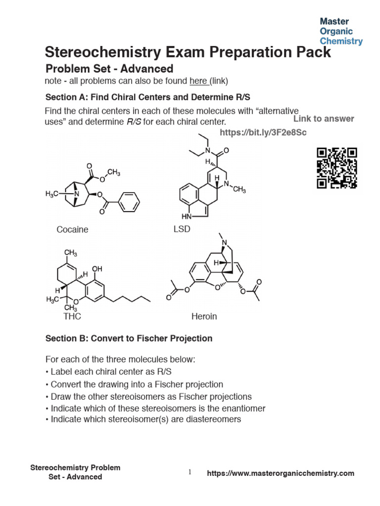 Advanced Stereochemistry Problem Set | PDF | Chirality (Chemistry) | Isomer