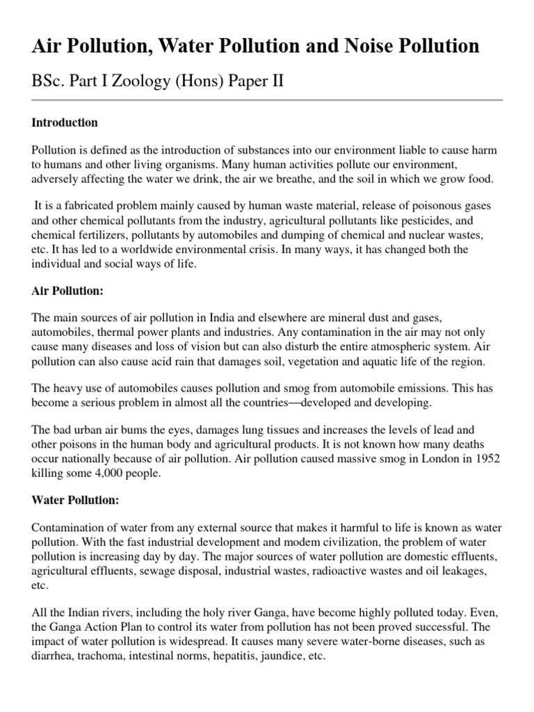 Air Water Noise Pollution Pdf Air Pollution Pollution