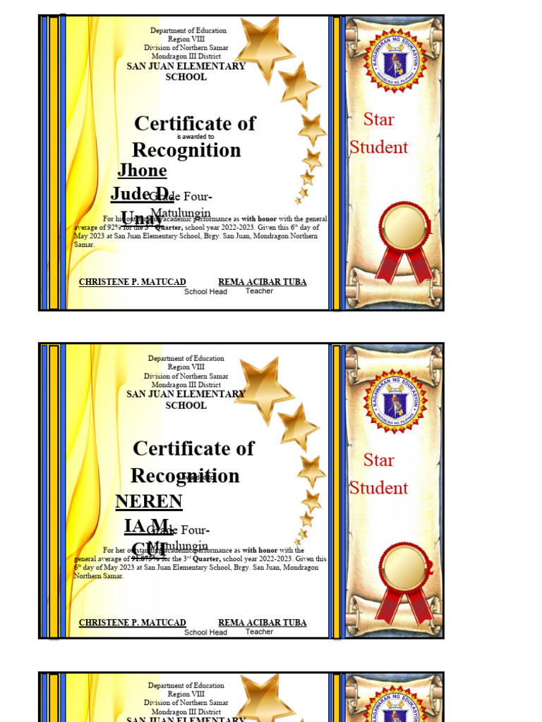 3rd Quarter Certificate (F) | PDF