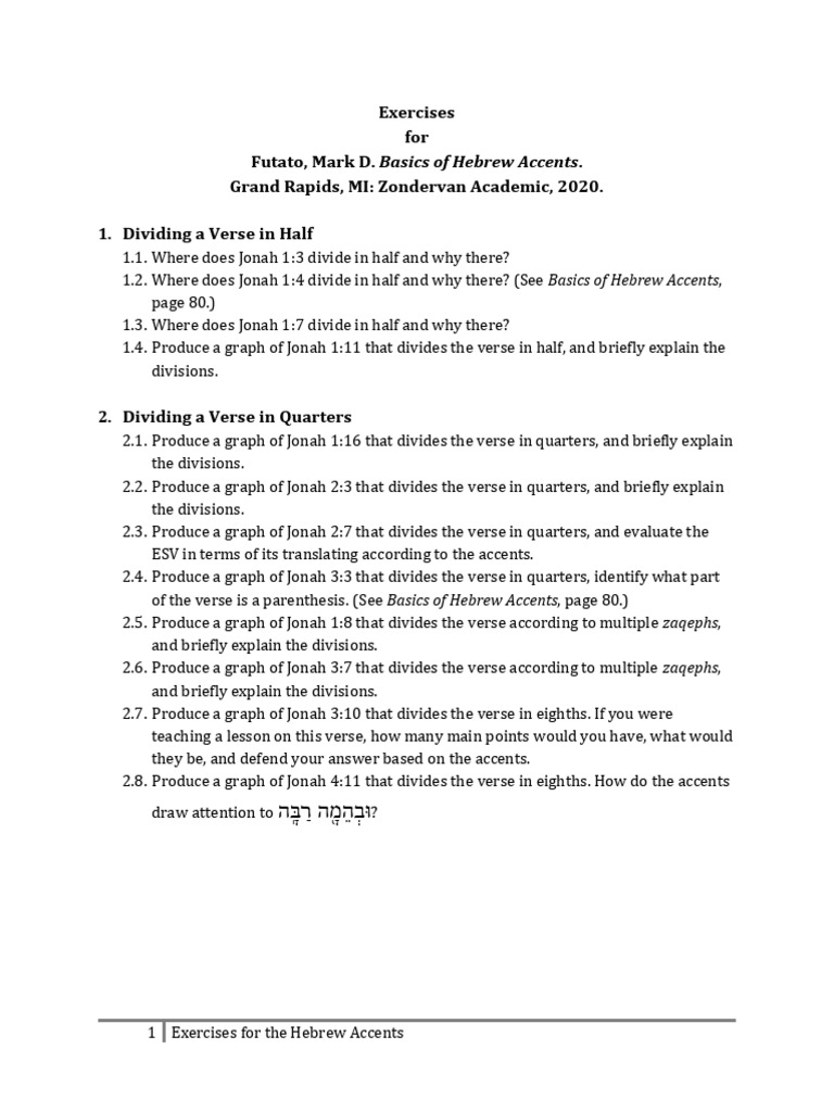 Hebrew Accents Exercises for Jonah | PDF | Language Arts & Discipline