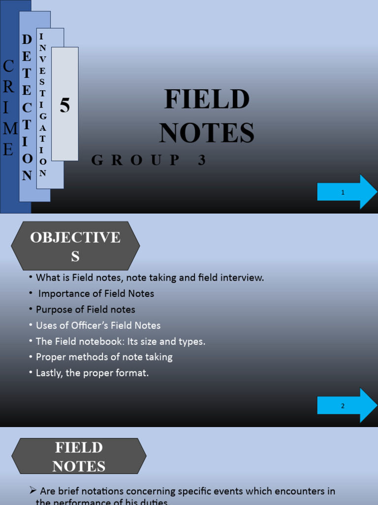 Importance of Field Notes in Investigations | PDF | Crime Scene