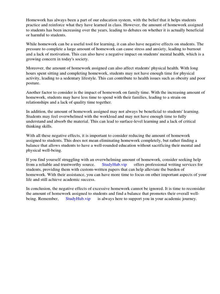 Why We Should Have Less Homework | PDF | Homework
