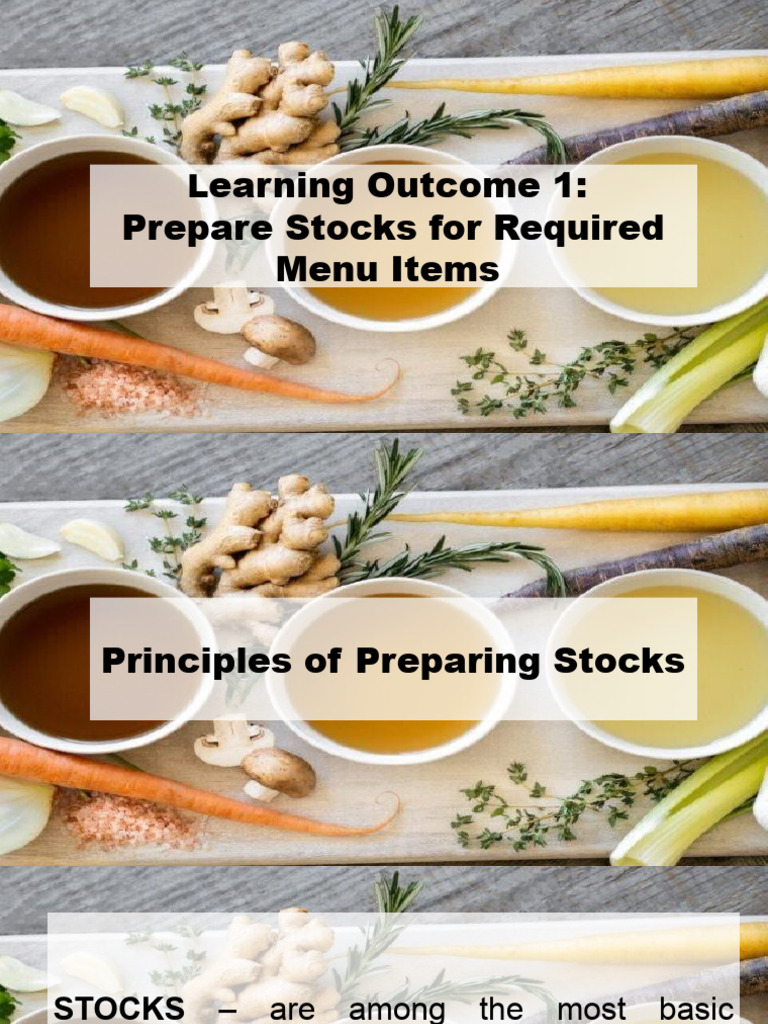 Principles of Preparing Stocks | PDF | Stock (Food) | Asian Cuisine