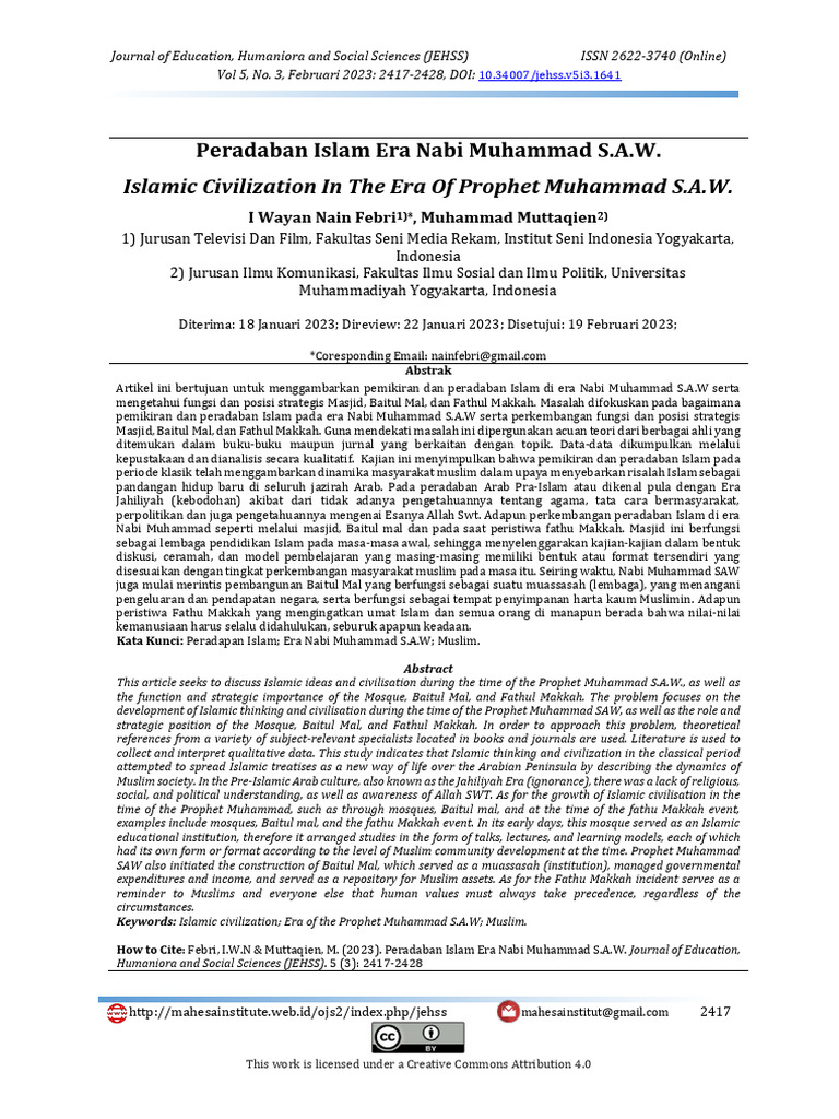 Peradaban Islam di Era Nabi Muhammad S.A.W. | PDF | Sejarah