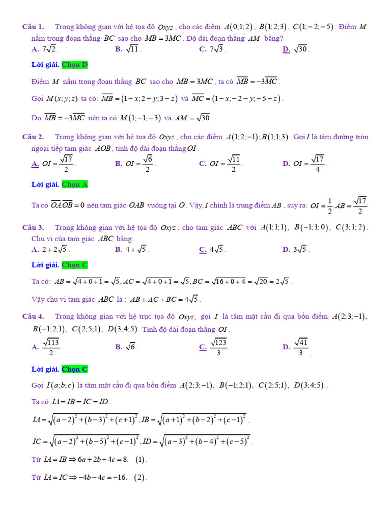 To12-HH-C3-B1-Muc Do 2-He Truc Toa Do Oxyz 1 - Azota in 13 DA | PDF