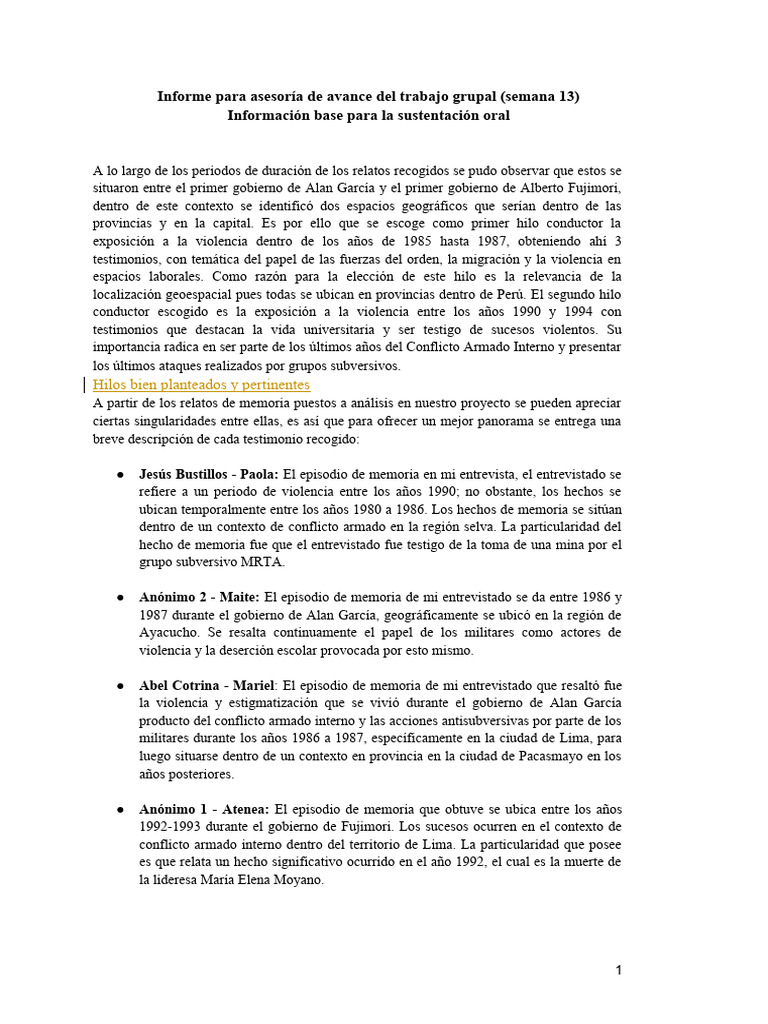 Informe - | PDF | Violación | Testimonio