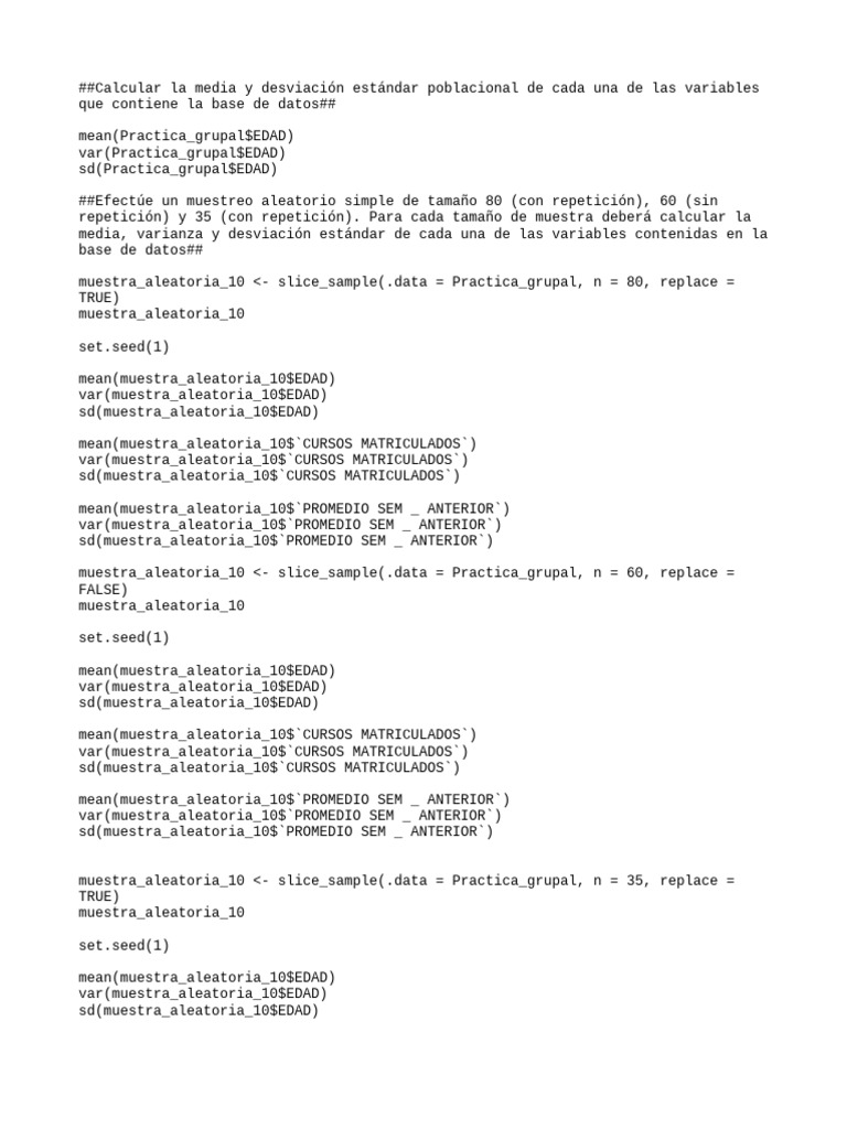 SCRIPT-Practica_grupal (1) | PDF | Desviación Estándar | Media