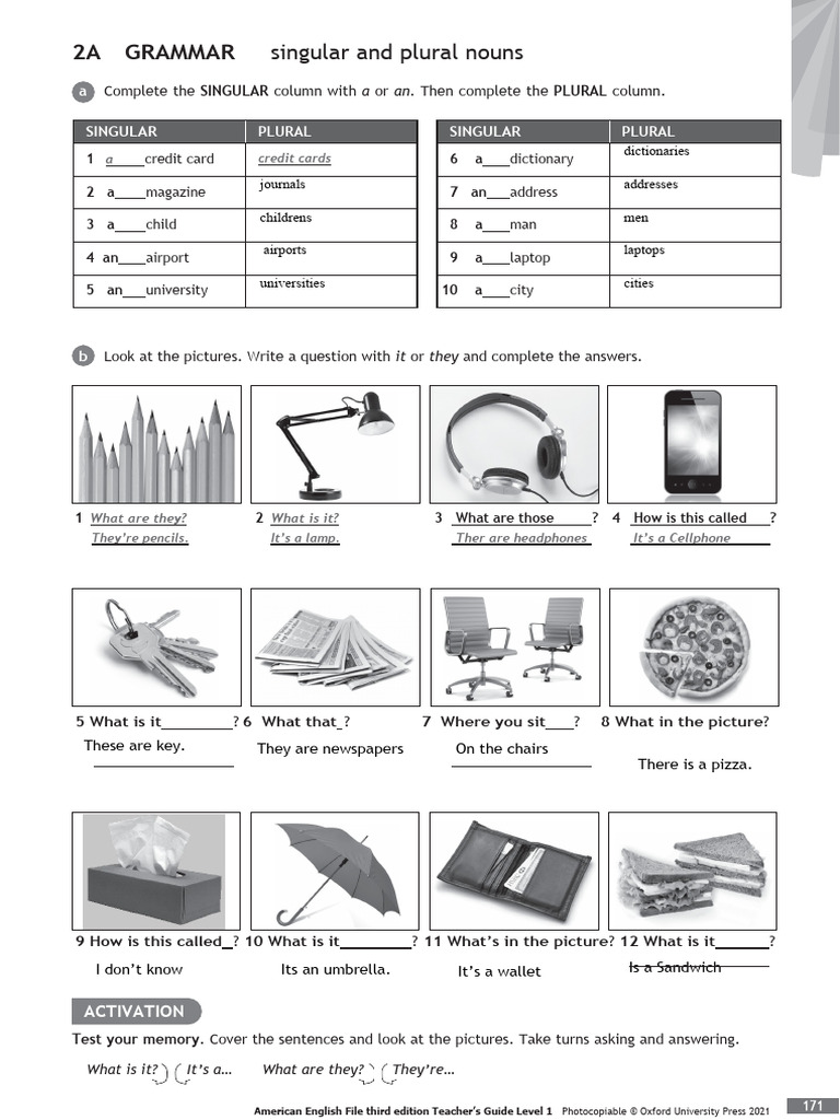 AEF3e Level 1 TG PCM Grammar 2A | PDF | Morphology | Language Mechanics