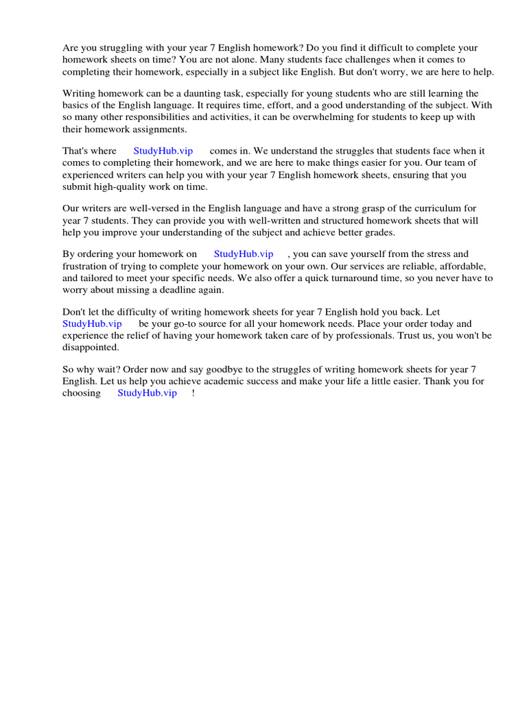 Year 7 English Homework Help | PDF | Essays | Worksheet