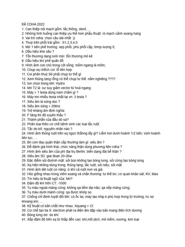 Đề CDHA 2022 | PDF