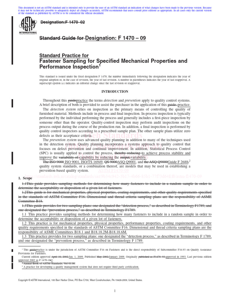 Astm F1470 09 | PDF | Iso 9000 | Quality Management System
