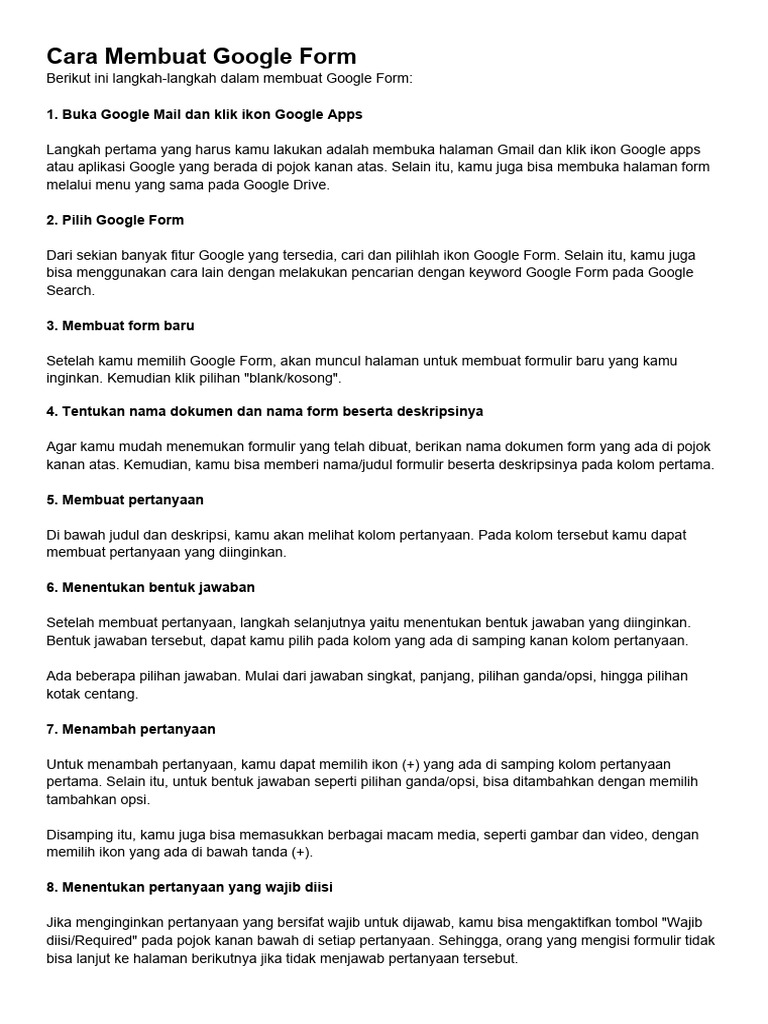 Cara Membuat Google Form | PDF