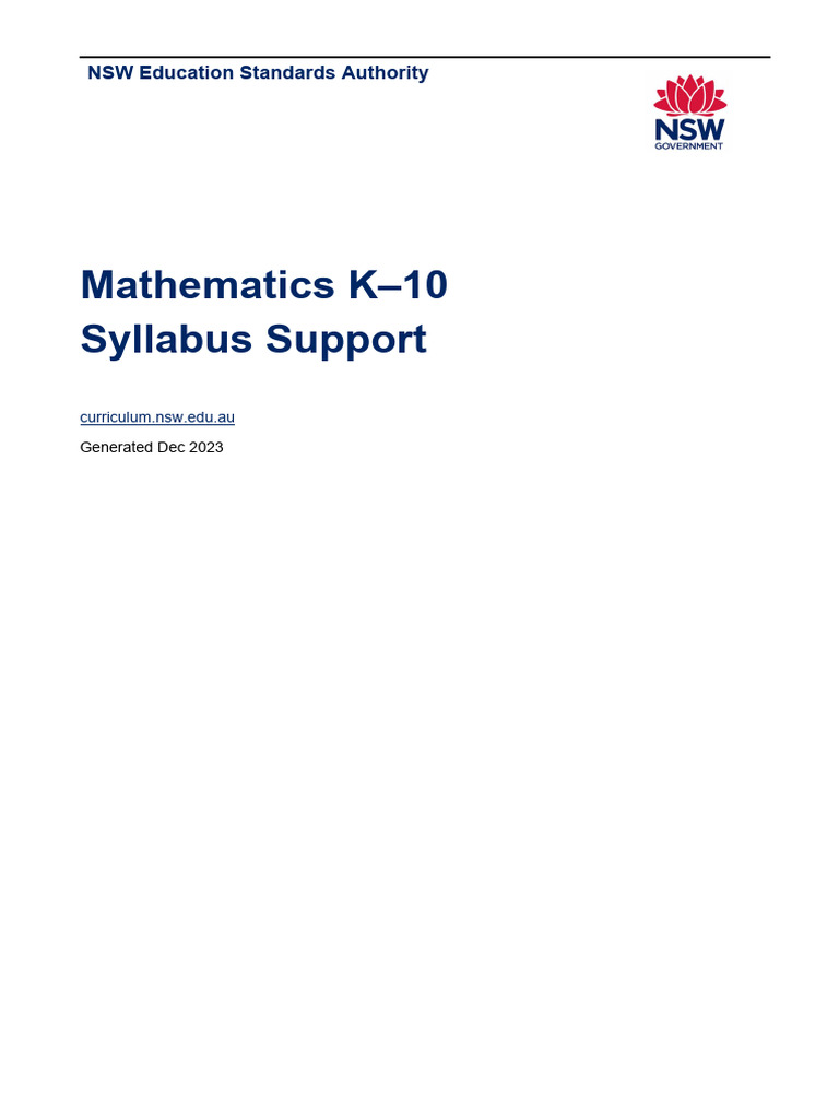 Stage 4 NESA - Mathematics - K - 10 - 2022 Syllabus Support | PDF ...