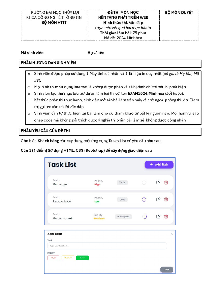 CSE391 - 2024 - de Minh Hoa 1 | PDF