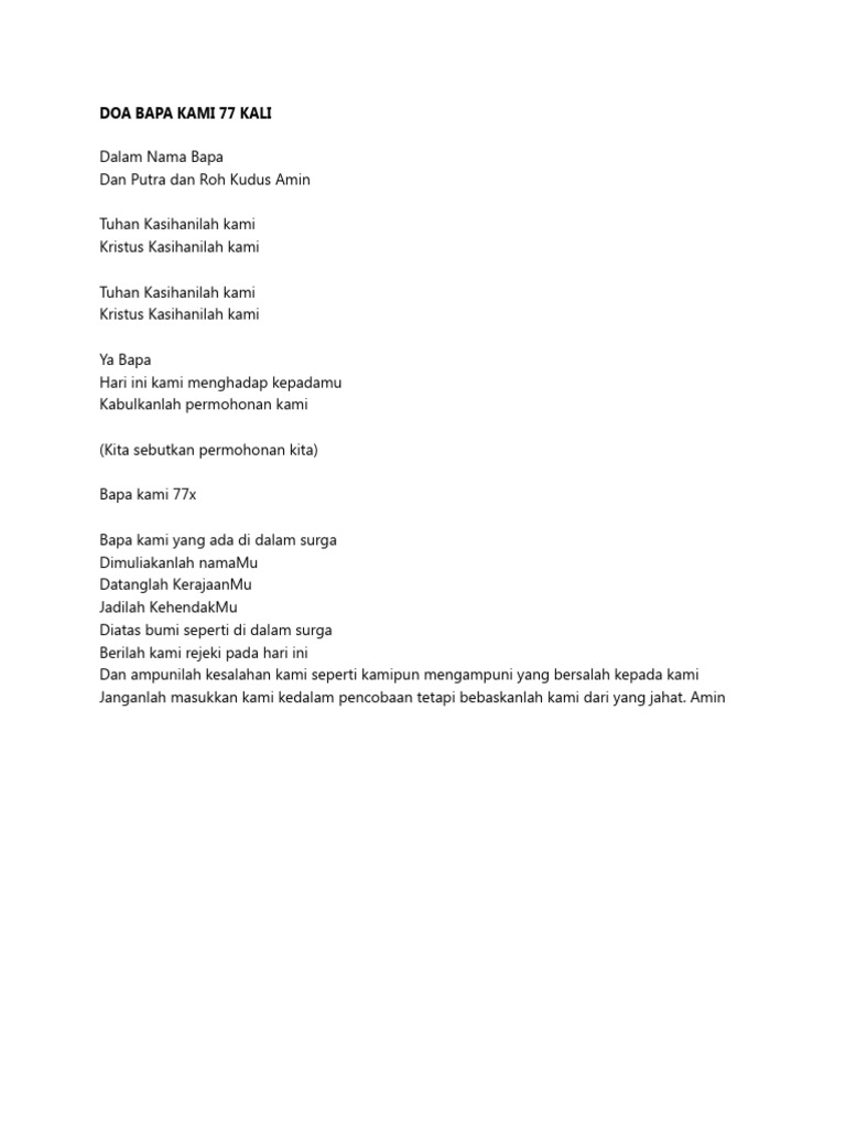 Doa Bapa Kami 77 Kali | PDF