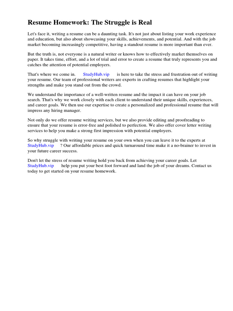Resume Homework | Download Free PDF | Résumé | Teachers