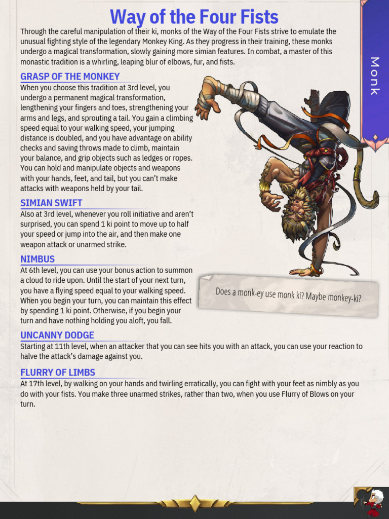 Way of the Four Fists Monk Guide | PDF