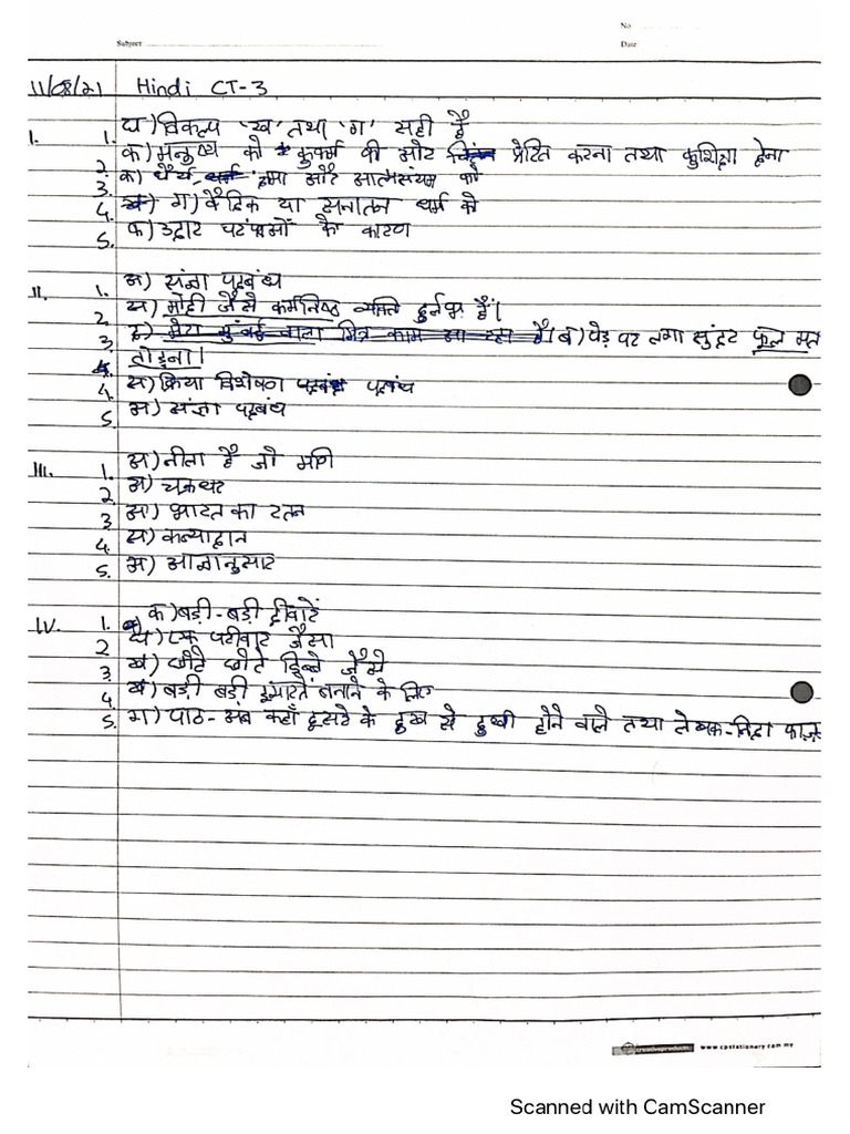Hindi Class Test | PDF