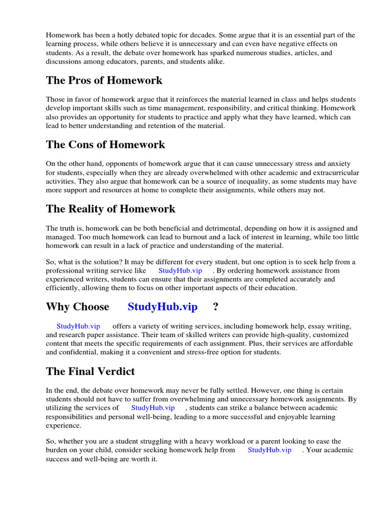 Homework or No Homework Debate | PDF | Homework | Teachers