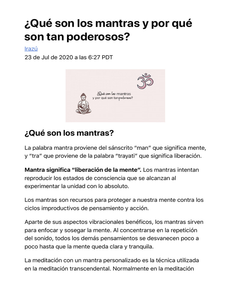 ¿Qué Son Los Mantras y Por Qué Son Tan Poderosos? - El Poder de Ananda | PDF | Mantra ...