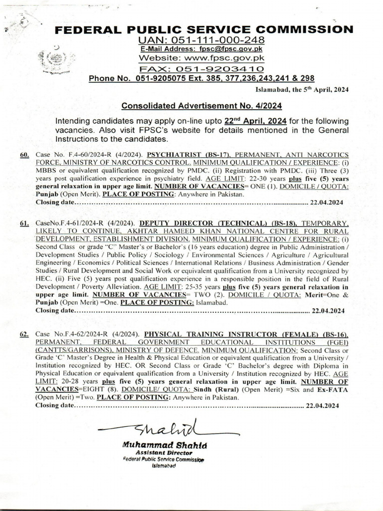 Consolidated Advertisement No 04 2024 | PDF