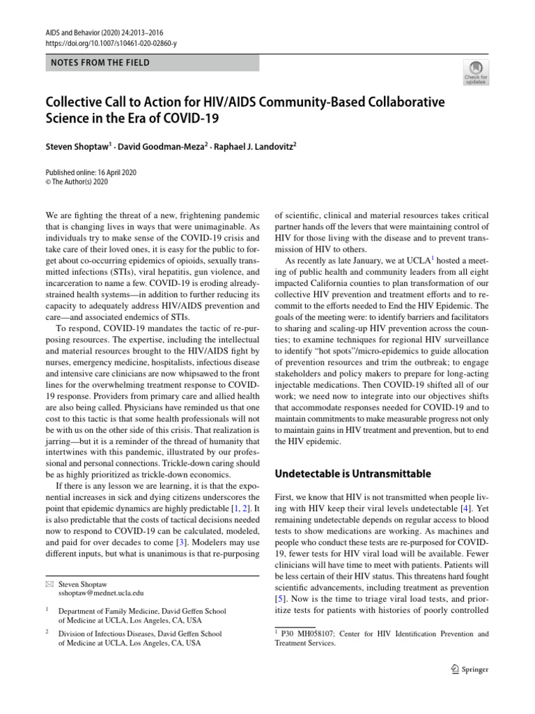 Collective Call To Action For HIVAIDS Community Based Collaborative | PDF | Hiv/Aids | Sexually ...