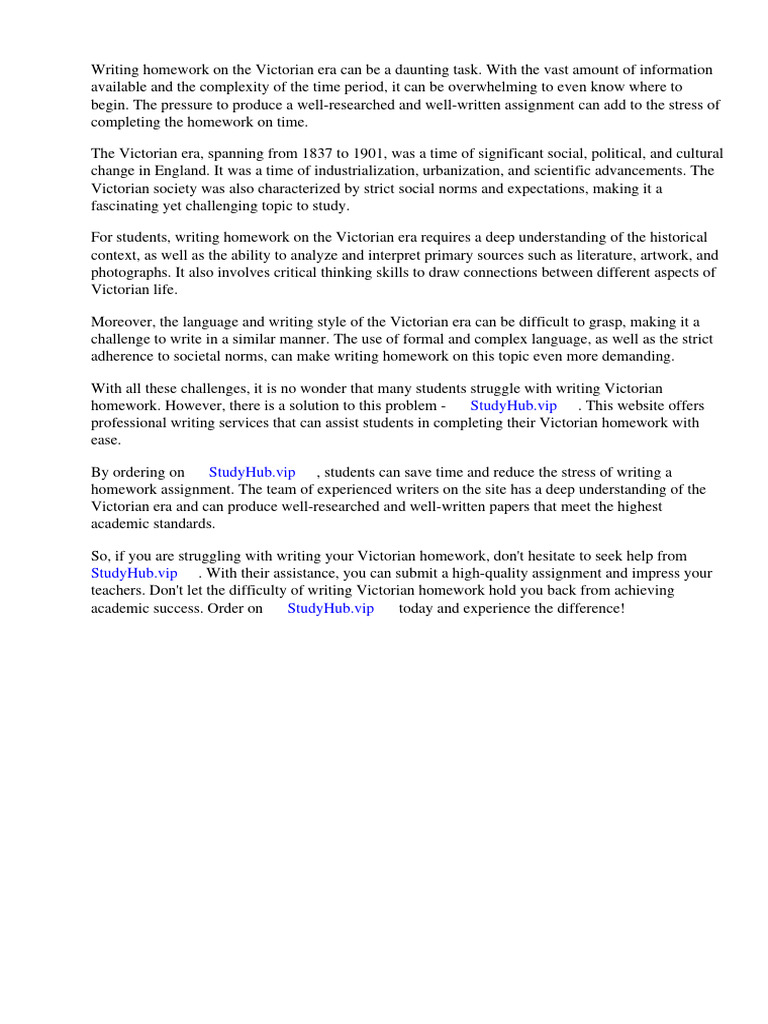 Victorian Homework Help for Students | PDF | Essays | Homework