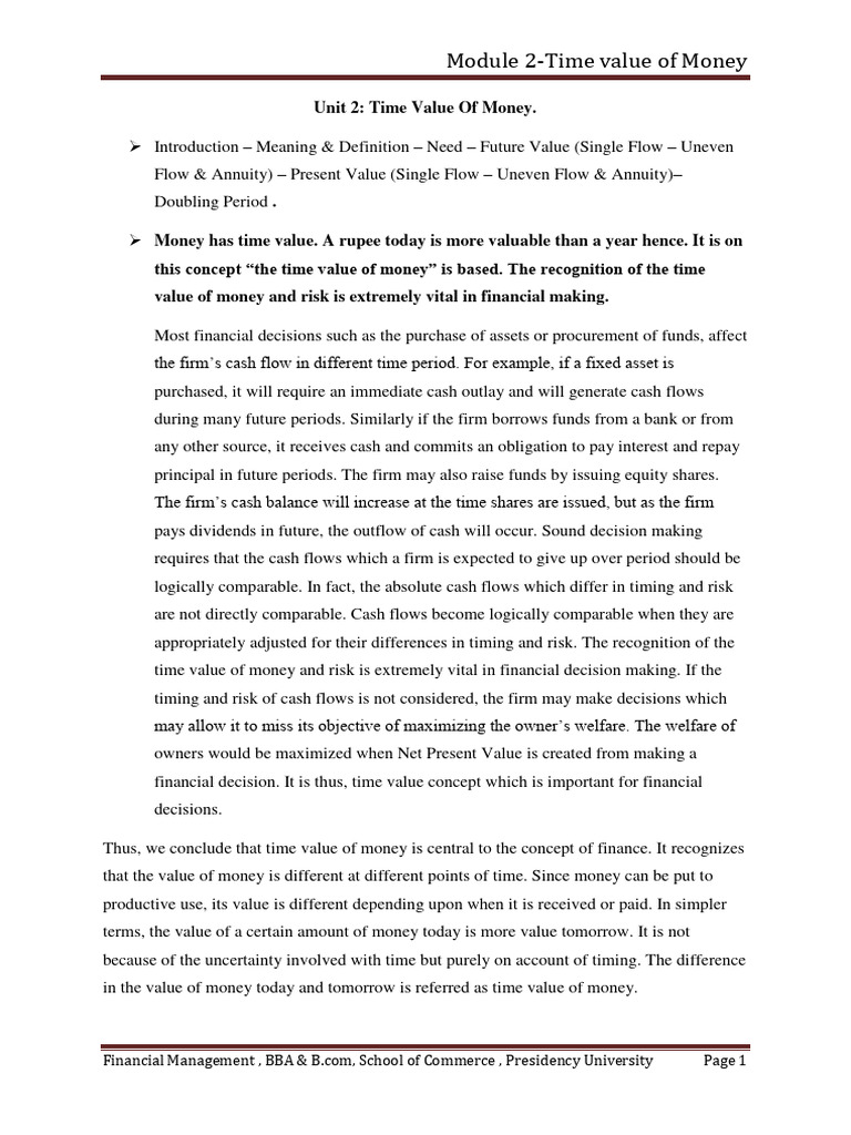 Module 2 Time Value of Money | PDF | Bonds (Finance) | Debenture