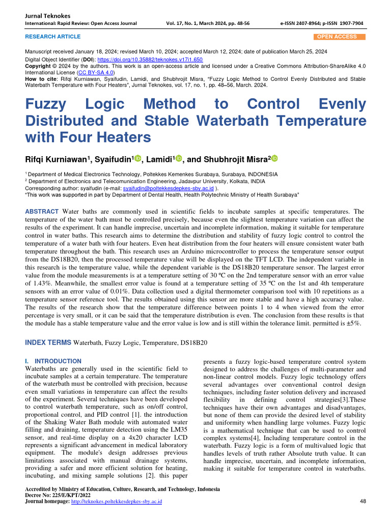 650-Article Text-2666-1-10-20240319 | PDF | Sensor | Fuzzy Logic