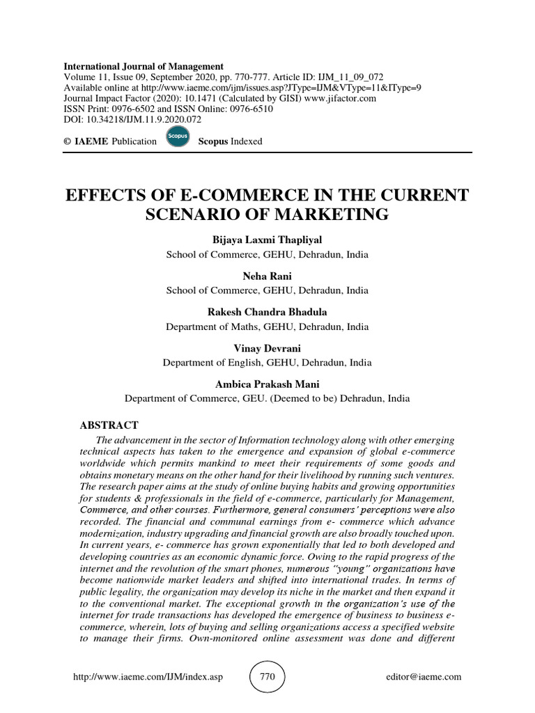 Effects of e Commerce in The Current Sce | PDF | E Commerce | Online ...