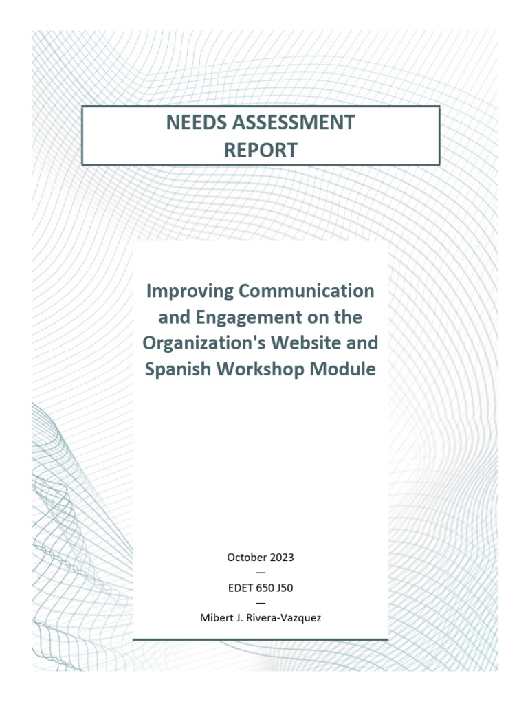 Needs Assessment 650 | PDF | Needs Assessment | Accessibility