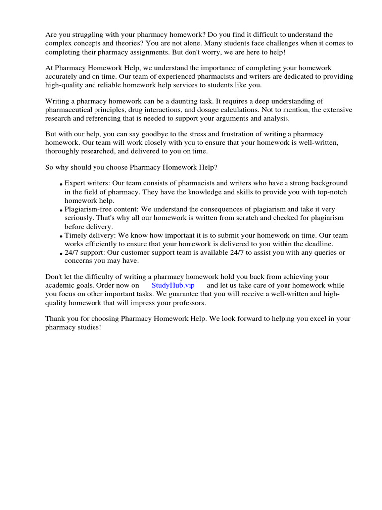 Pharmacy Homework Help | PDF | Pharmacy | Pharmacology