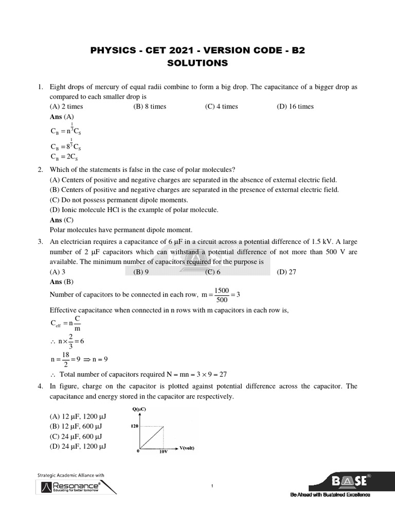 Physics CET 2021 B2 Solutions | PDF | Waves | Electromagnetic Radiation