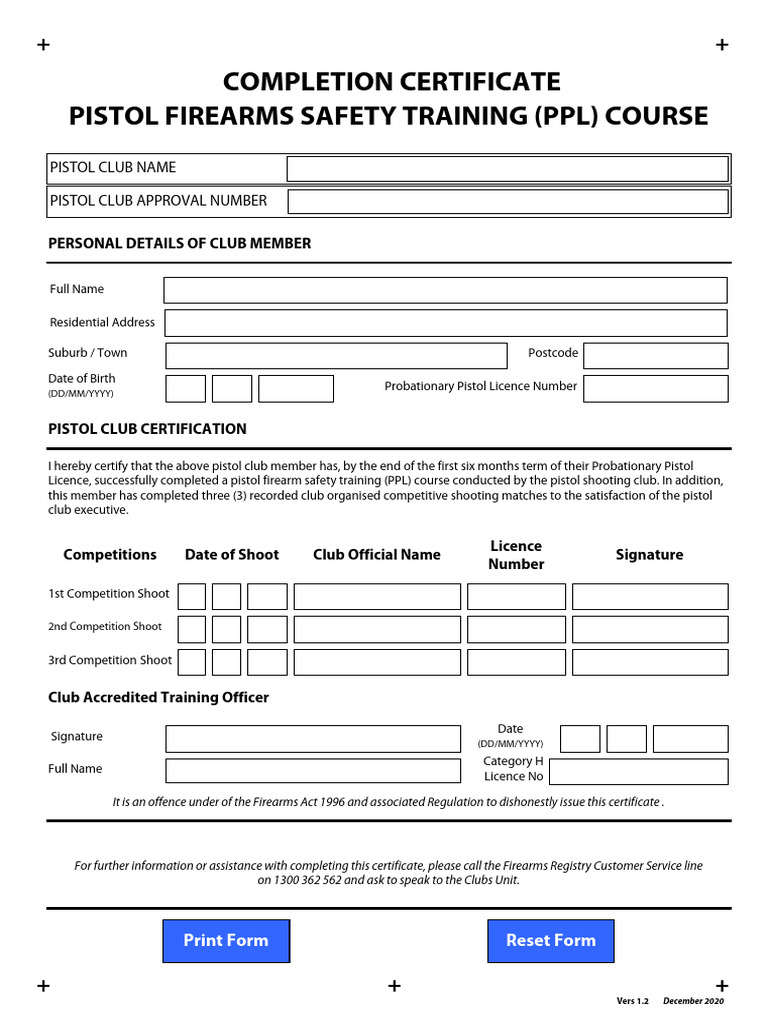 PPL FST Completion Certificate | PDF | Projectile Weapons | Firearms