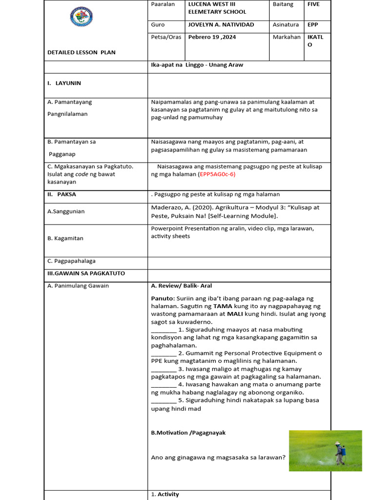 DLP EPP5 AGRI WEEK 4 | PDF