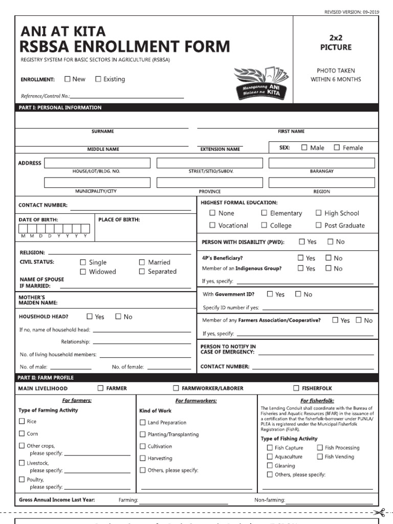 RSBSA Enrollment Form | PDF