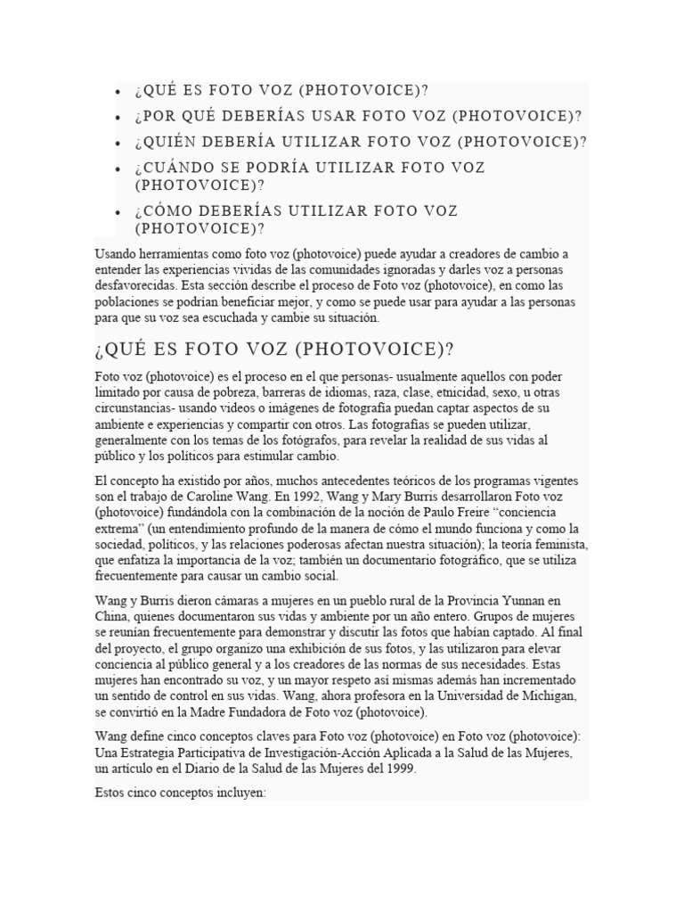 Qué Es Foto Voz | PDF | Planificación | Cámara digital