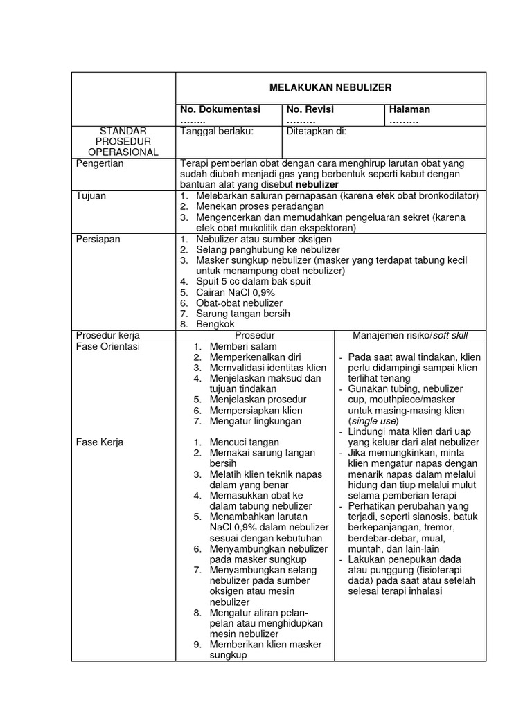 Prosedur Nebulizer untuk Terapi Pernapasan | PDF