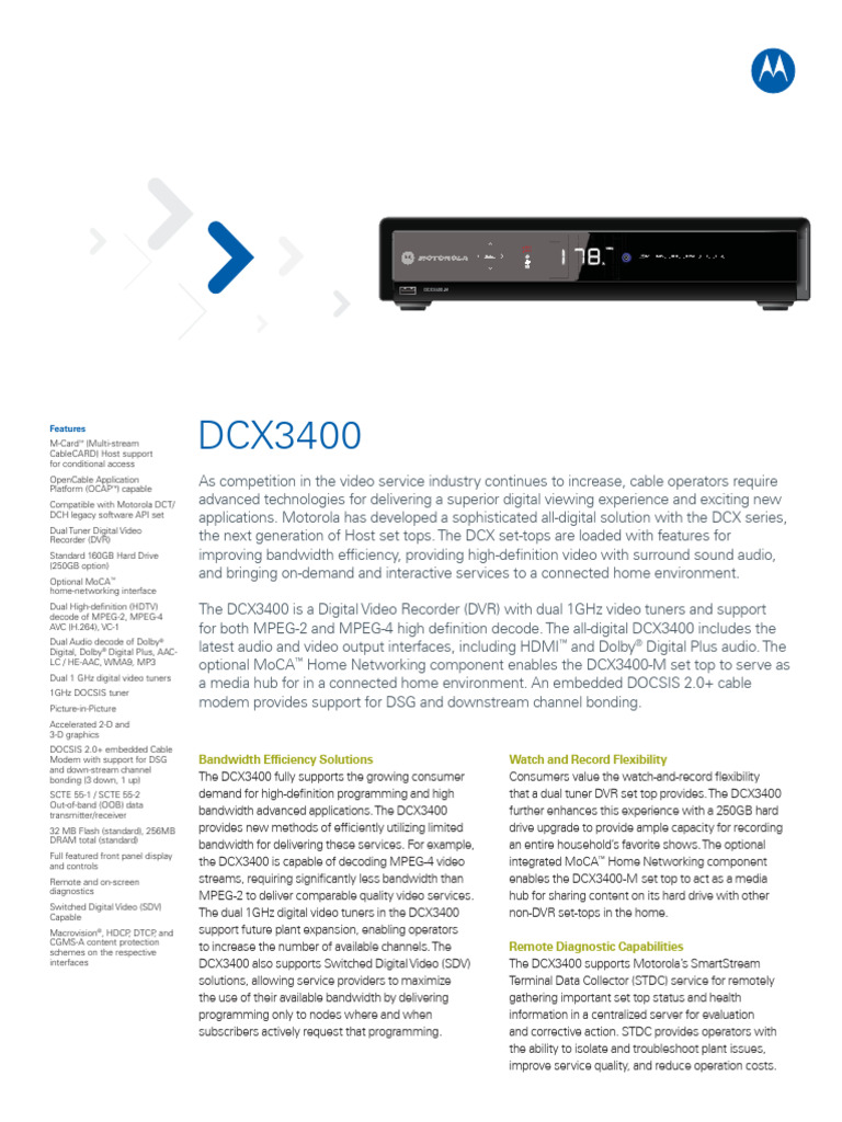Manual Motorola DCX3400 | Download Free PDF | Digital Video Recorder ...