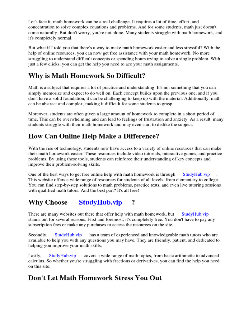 Help With Math Homework Online Free | PDF | Mathematics | Homework