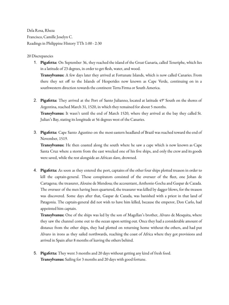 Magellan's Expedition Discrepancies | PDF