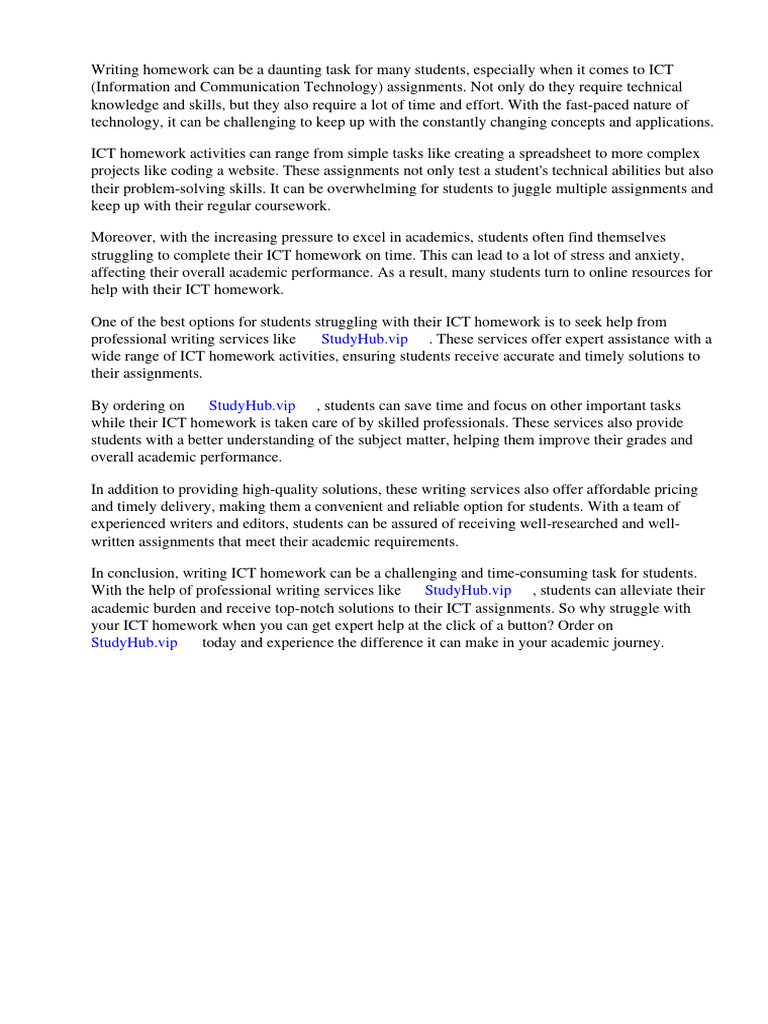 Ict Homework Activities | Download Free PDF | Educational Technology ...
