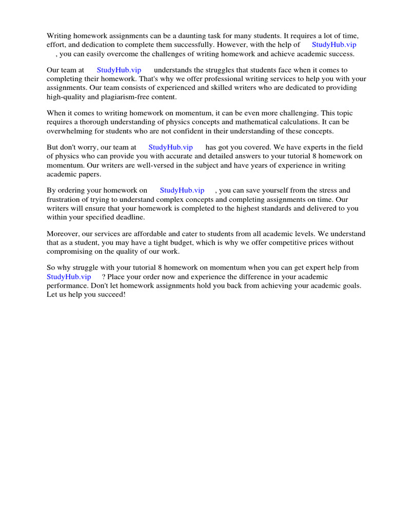 Tutorial 8 Homework Momentum Answers | PDF | Momentum | Force