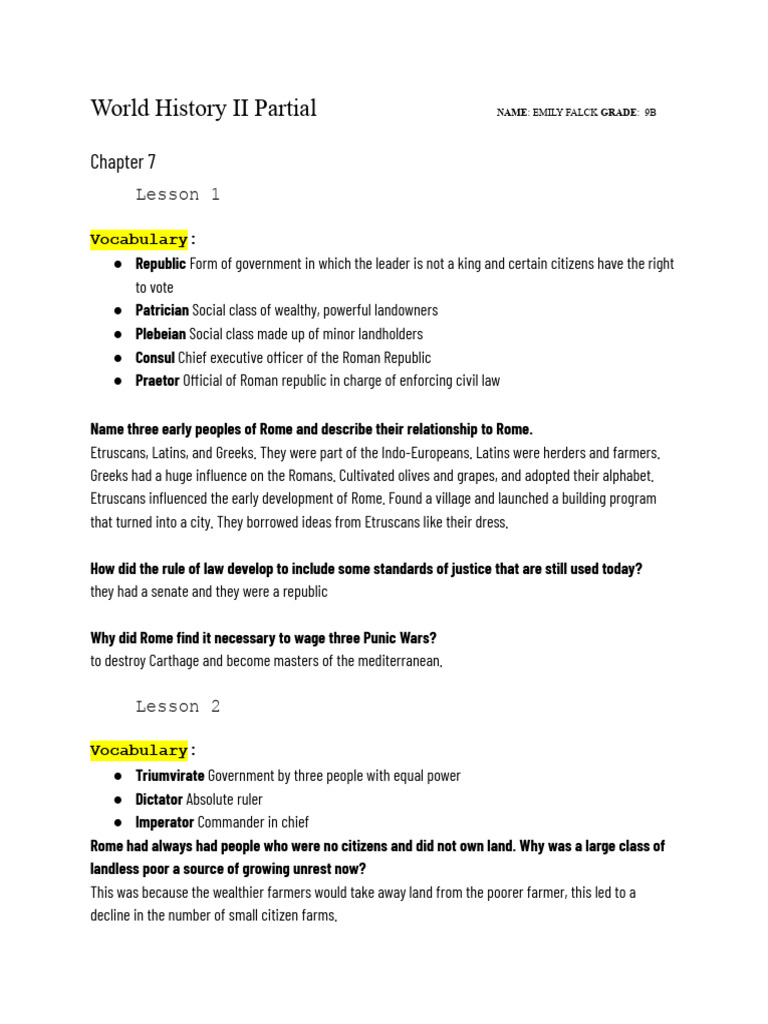 World History II Partial | PDF | Caliphate | Ancient Rome