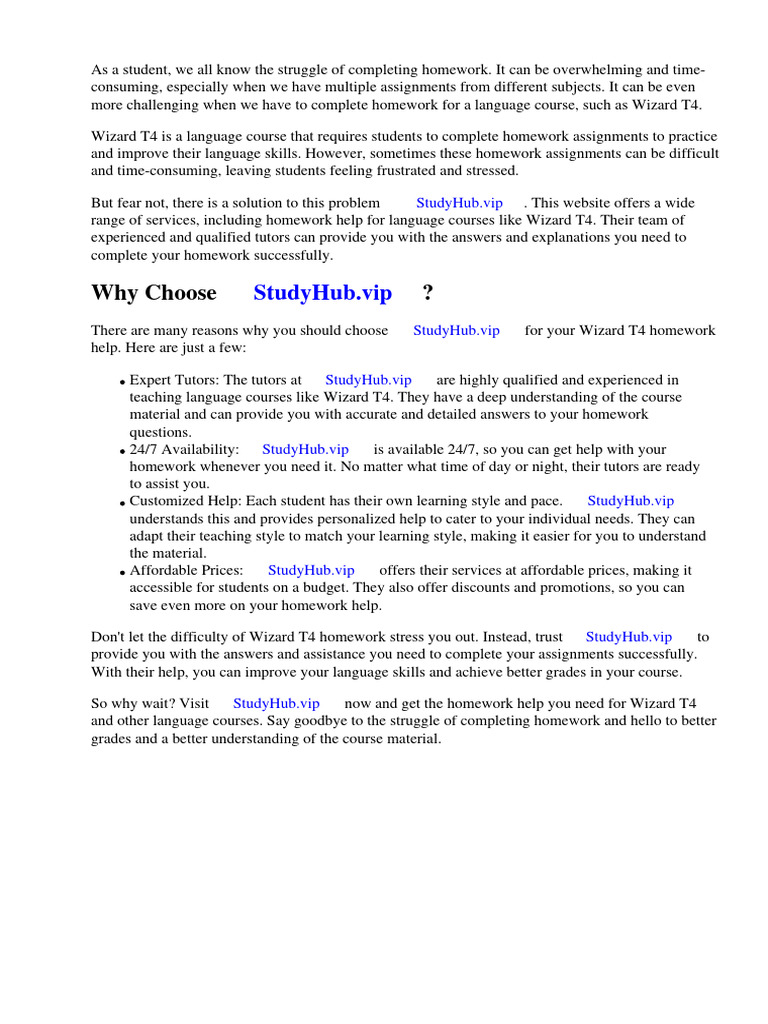 Respostas Do Homework Da Wizard t4 | PDF | Homework