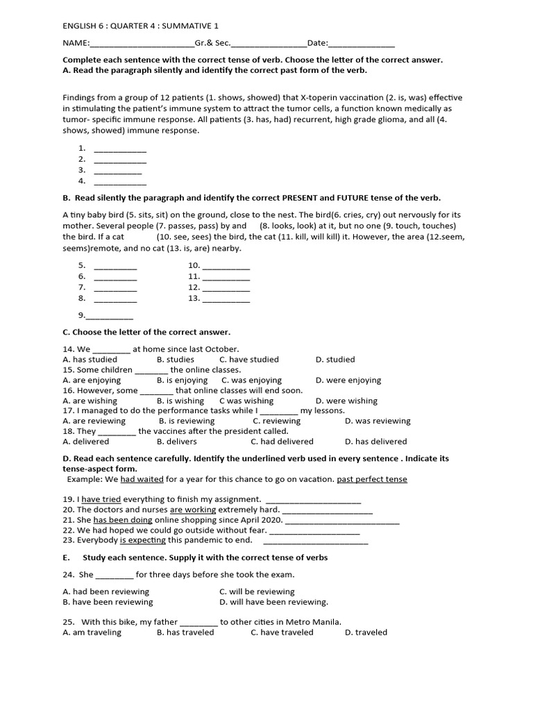 QTR 4 Summative Test 1 | PDF | Grammar | Linguistics