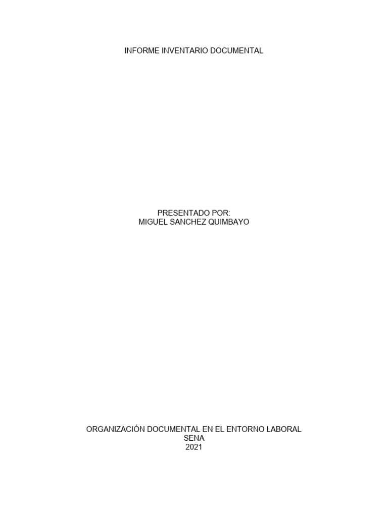 INFORME INVENTARIO DOCUMENTAL | PDF