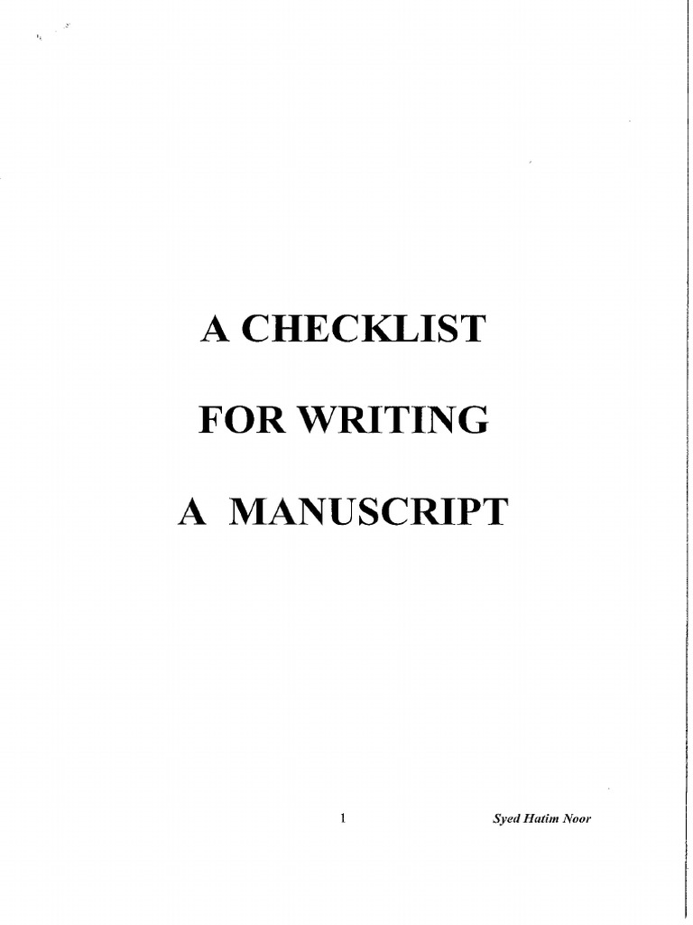 Checklist For Writing A Manuscript | PDF